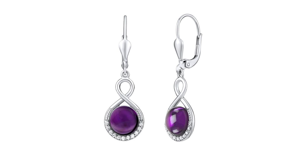 Silber-Hängeohrringe mit natürlichem Amethyst - SILVEGO Schmuck